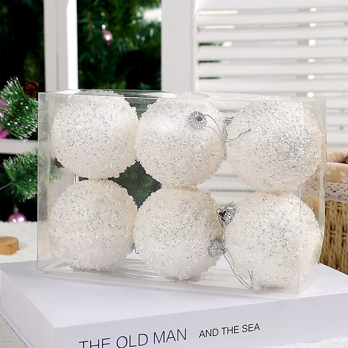 QAZIUY 6Pcs Christmas Balls Ornaments for Xmas Tree Christmas Tree Accessories 3.14" Christmas Ball Design Holiday Party Christmas Tree for Christmas, Holiday, Wreath & Party Decorations