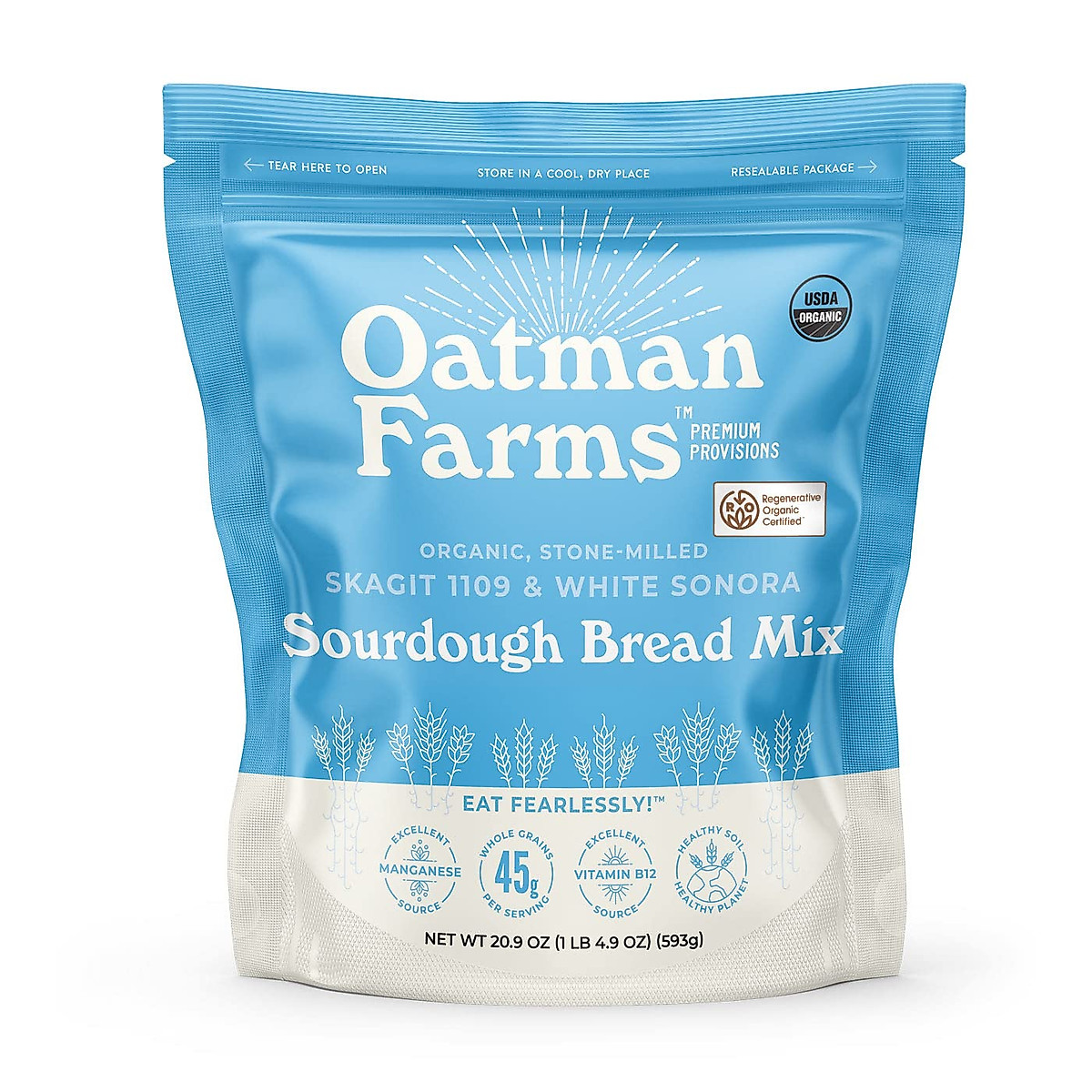 Organic Sourdough Bread Mix - Blue Beard Durum & Skagit 1109, Cinnamon Raisin, & Skagit 1109 & White Sonora - Whole Wheat Bread Mix by Oatman Farms - Features Regenerative Organic Certified Stone-Mil