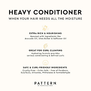 PATTERN Beauty by Tracee Ellis Ross Heavy Conditioner, 13 Fl Oz, Avocado Oil, Shea Butter & Safflower Oil, Rich Moisture for Curlies, Coilies and Tight-Textures, 3a-4c