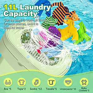 Portable Washing Machine, 11L Mini Washing Machine with 3 Cleaning Modes, Suitable for Baby Clothes, Underwear, Socks, Small Washing Machine Folding Design Suitable for Apartments, Camping & Travel