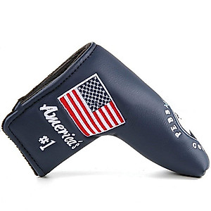 DBYAN Pebble Beach USA Flag Patterned Design Long Life Tree Golf Blade Putter Head Cover Compatible for Scotty Cameron Odyssey,Blue