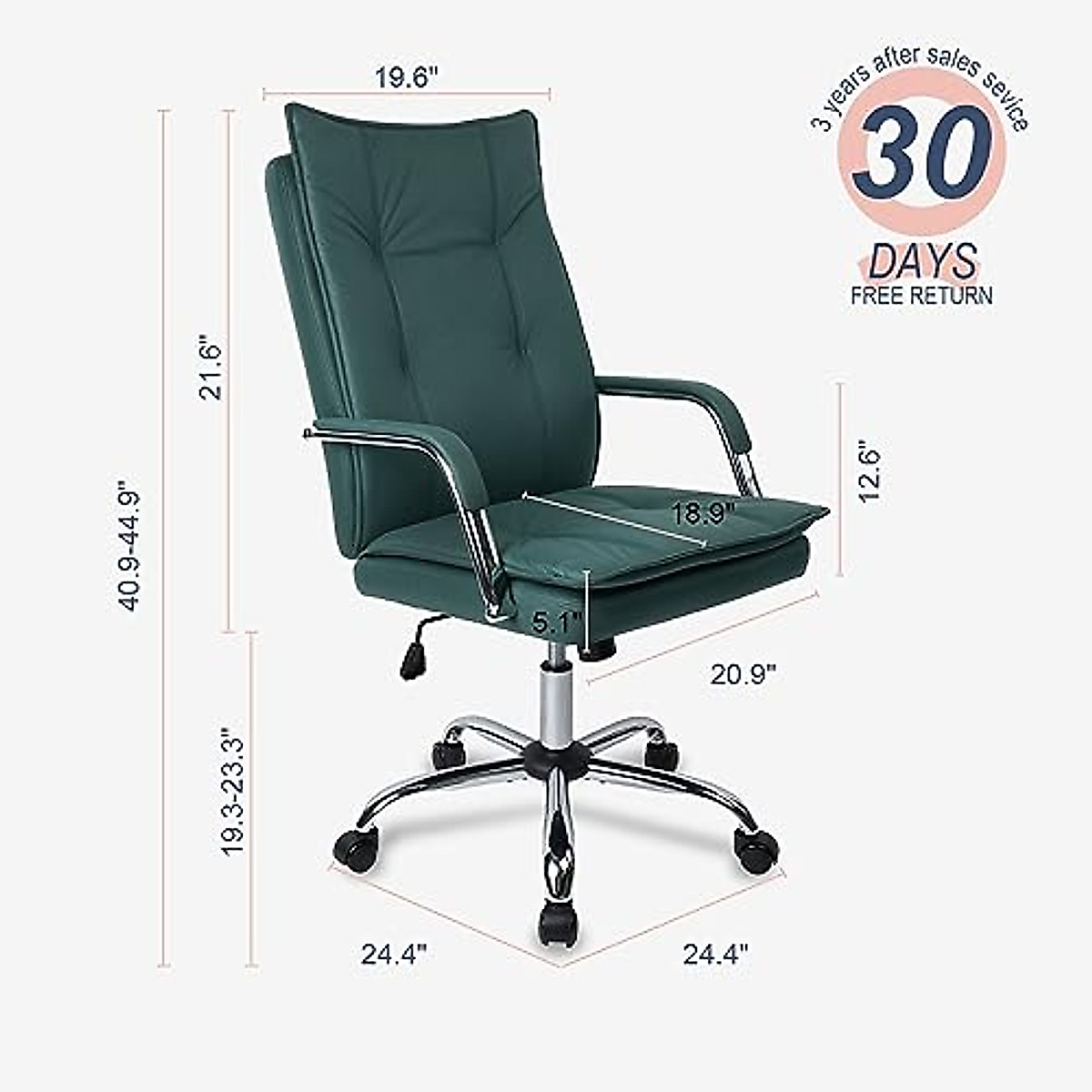 CLATINA Office Desk Chair Breathable Fabric, Executive Chair Swivel Comuputer Chair Ergonomic Cloth Chair with Padded Armrest Wheels for Home Office, Green 1Pack