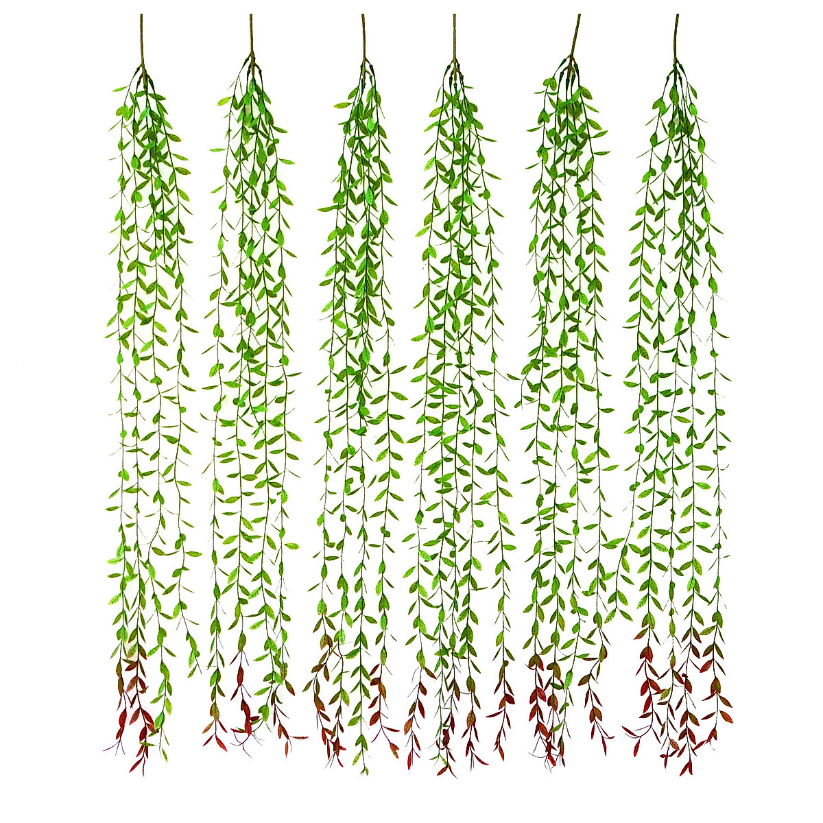 Walnut Home Hanging Leaves 6Pcs Vine Garland Eucalyptus Garland Artificial Vines Leaves and Stem Ivy Realistic Greenery Decor Jungle Decoration