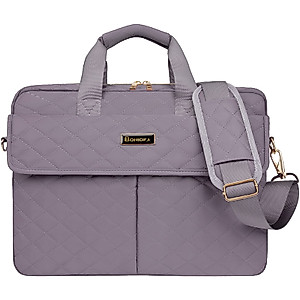 Bonioka Laptop Bag Computer Laptop Case for Women, 15.6 Inch Briefcase Shoulder Bag Water Resistant for Work School Travel Purple