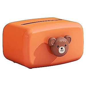 Paper Towel Holder Tissue Box Cover Cute Rectangle Napkin Holder Cartoon Bear Wipes Dispenser for Home Bathroom Kitchen Office Table Wall Paper Towel Dispenser