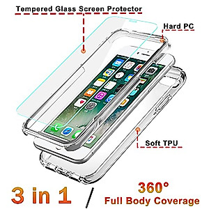 FIRMGE for iPhone SE 2020 Case, Compatible iPhone 8/7 / 6S / 6 Case 4.7 Inch, with [2 x Tempered Glass Screen Protector] 360 Full-Body Coverage Heavy Duty Shockproof Phone Protective Cover- LK001