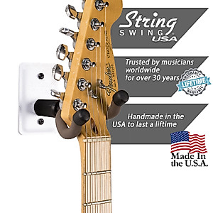 String Swing Guitar Hanger White Metal Wall Mount Home & Studio Guitar Keeper WCC11K