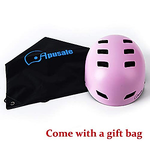 Apusale Bike Skateboard Helmet, Adjustable and Multi-Sport for Skate Scooter, 3 Sizes for Adult Youth Kids Toddler (Pink)