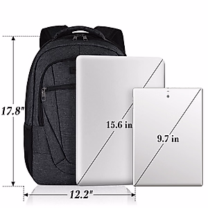 Travel Laptop Backpack for Men and Women, Backpacks for School Teen Boys, Business Anti Theft Slim Durable Back Pack with USB Charging Port, Adult Computer Bag Gift 15.6 IN Laptop, Black