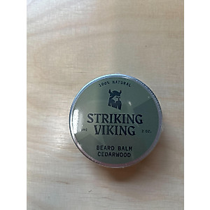 Striking Viking Beard Balm for Men - Leave-In Beard Conditioner - Styling Balm with Natural Butter - Argan & Jojoba Oils, Strengthens & Softens (Cedar Scent, 2 Oz) - Mustache Wax