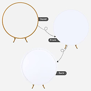 7.5ft White Round Backdrop Cover Suitable for 7.5ft Circle Stand,Pure White Spandex Wrinkle Free Birthday Party Wedding Photography Circle Backdrop Cover Arch Background