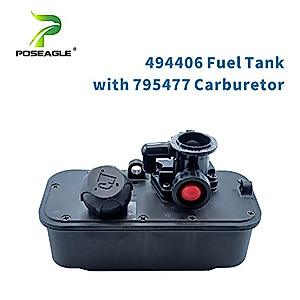 POSEAGLE 494406 Fuel Tank with 795477 Carburetor Replaces 498809, 498809A, 498811, 494407, 494775, 497619, 699660, 794147, 794161, 795469, Briggs and Stratton Fuel Tank