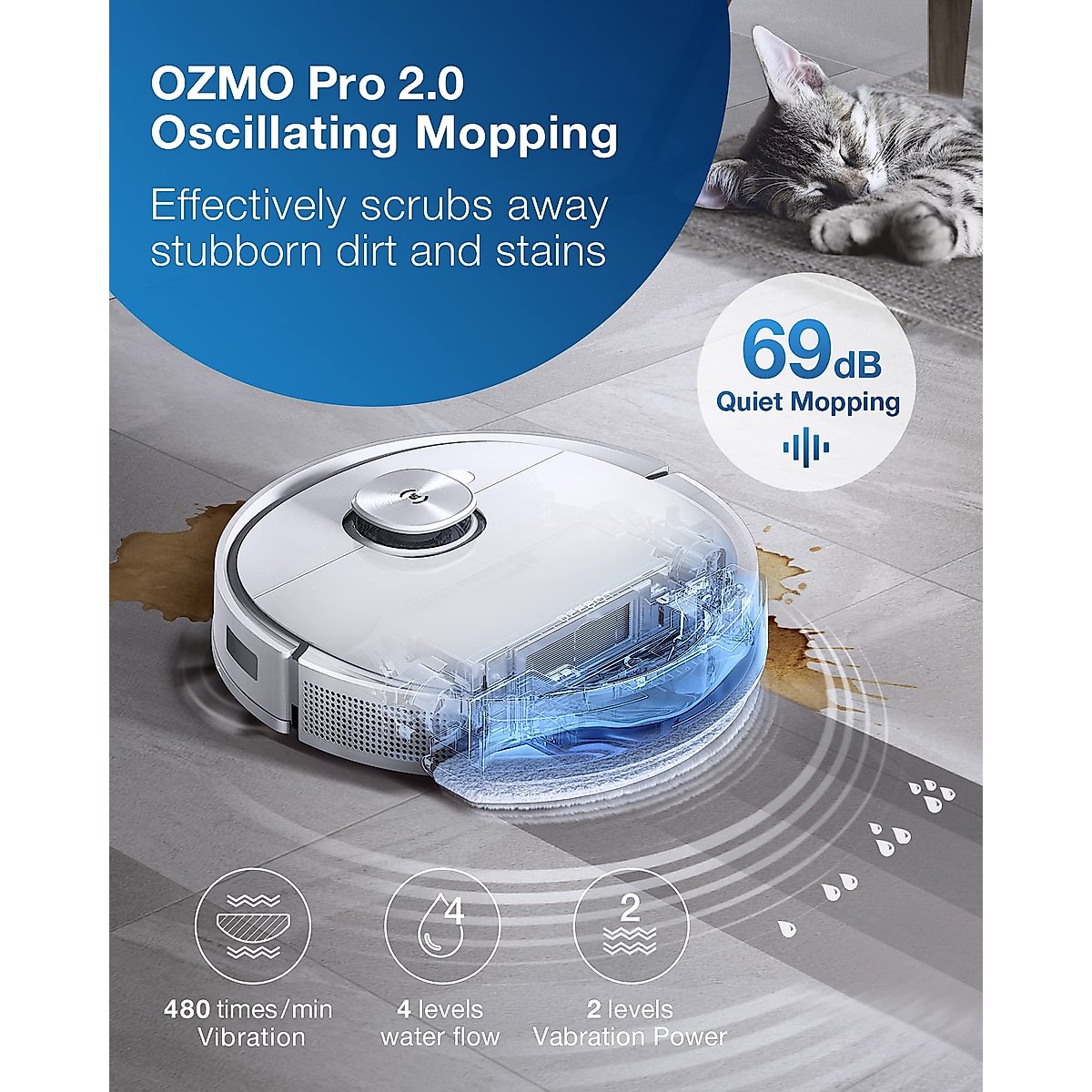 ECOVACS DEEBOT T9+ Robot Vacuum and Mop Combo with Auto-Empty Station, Precision Laser Mapping, 3D Maps, Oscillating Mopping, 3000Pa Suction, Hands-Free Cleaning for Up to 60 days, Air Freshener,White