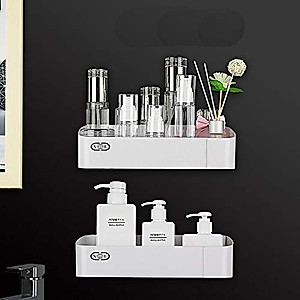 ABS Shower Caddy, No-Drilling Waterproof Bathroom Shelf Storage Basket, Kitchen Bath Bedroom Organizer for Shampoo and Toiletries, 2 Pack