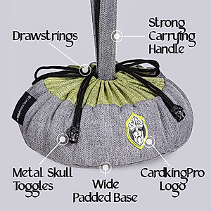 CardKingPro Monstrous - Dice Bag with 8 Pockets - Gray/Green - Huge Capacity 500+ Dice - Great for Dice Hoarders