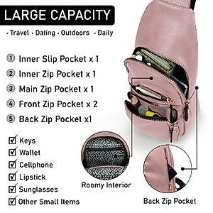 Emperia Small Sling Bag Fanny Packs Crossbody Bags Travel Backpack Chest Bag Gifts for Women Men Mauve