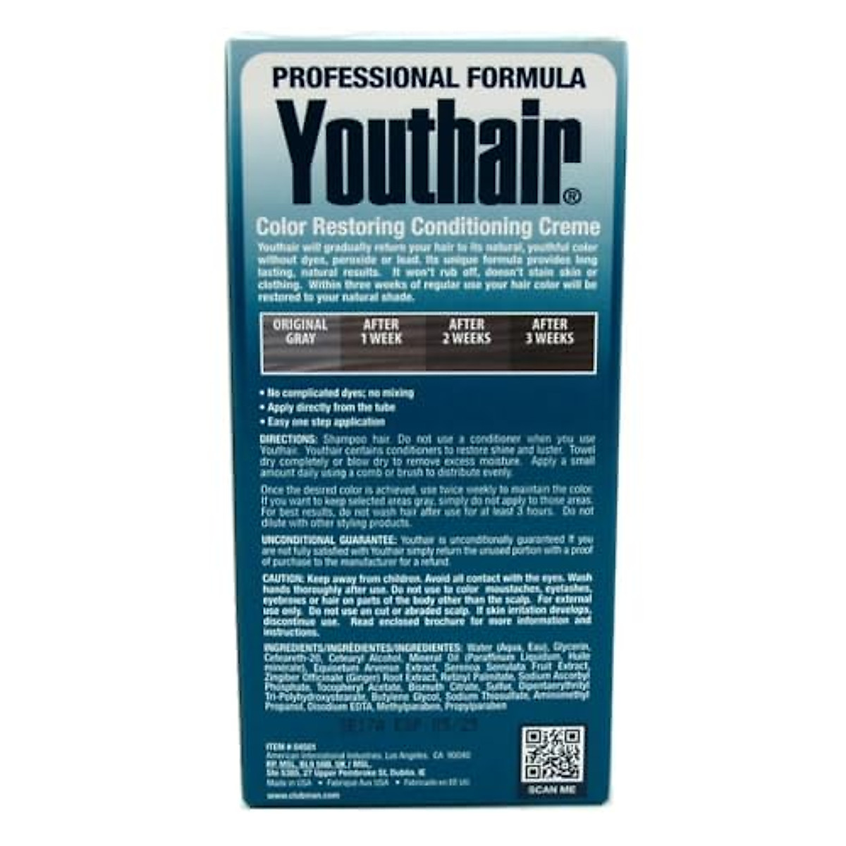 Youthair Crème, Color Restoring Conditioning, Formula, 3.75 Ounces
