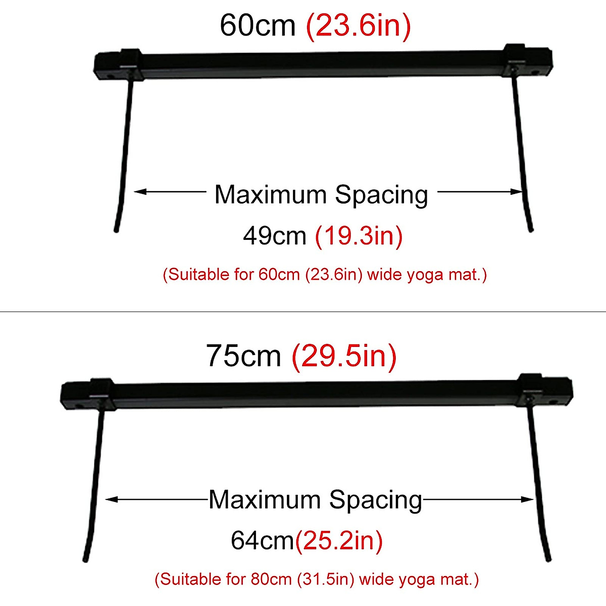 Ccsh Simple Black Yoga Mat Holder Wall Mount, Large Capacity Hanging Storage Space Saver Yoga Mat Storage Rack for Gym Studio, Easy to Install (Size : Large)
