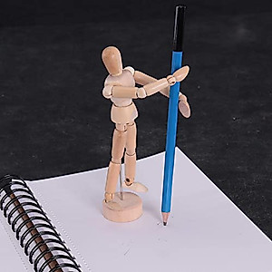 US Art Supply® Wood Artist Drawing Manikin Articulated Mannequin with Base and Flexible Body - Perfect for Drawing The Human Figure (5" Male)