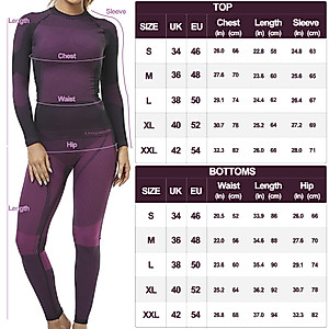 UNIQUEBELLA Womens Thermal Underwear, Thermal Base Layers Women - Ski Wear Ladies Compression Athletic Long Johns Skins Set Red