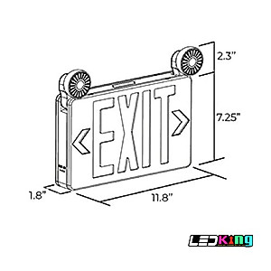 Exit Signs with 2 LED Adjustable Emergency Exit Lights and Backup Battery, Dual Voltage 120v / 277v AC LED 1 Watt Lamps