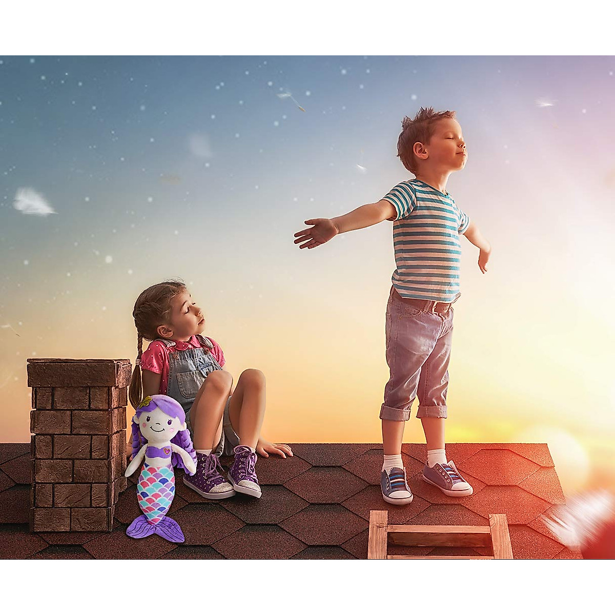 illuOKey Mermaid Doll for Girls, Mermaid Princess Plush, Soft and Snuggly Plush Animal, Lovely Bright Colors, Perfect for Nap Time, Sleep, Travel, Play Time, Birthday Present, 16 Inches