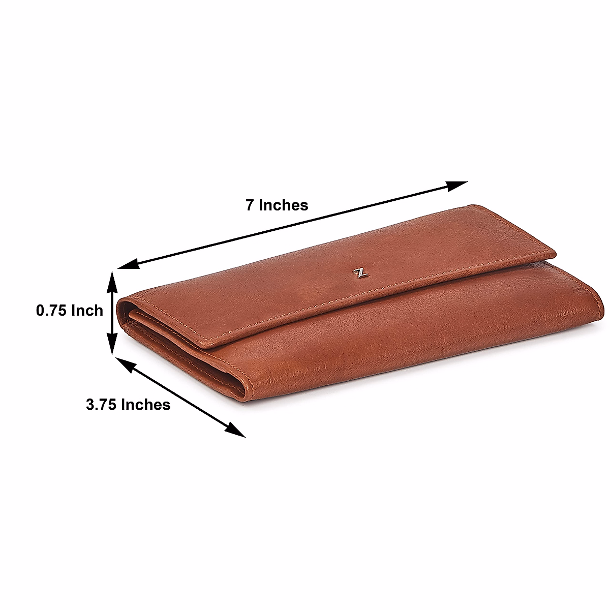 Zinda Genuine Leathers Women’s Wallet Purse Long Trifold Flap Over RFID Protection (Tan)