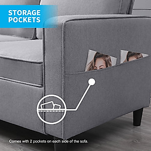 ADOWORE 90inch l Shape Couch for Living Room,3-Seater L Shape Sectional Couch L Shape for Small Space,Small Convertible Sectional Sofa w Ottoman for Apartment