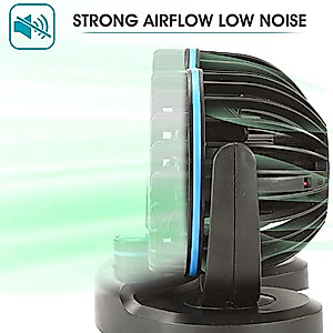 HueLiv Car Fan 12V, Electric Car Cooling Fan with 360 Degree Adjustable Dual Head That Plugs into Cigarette Lighter/Low Noise Automobile Vehicle Fan for Car Truck Van SUV RV Boat