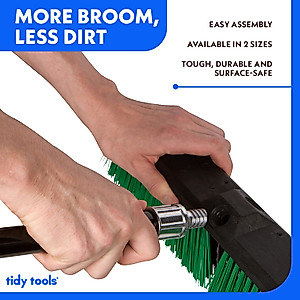 Tidy Tools 24'' Push Broom Outdoor with Long Handle Wide Stiff Bristles Heavy-Duty Brush Commercial Shop Broom for Cleaning Garage Kitchen Patio Bathroom Deck Concrete Wood Stone Tile Floor, Green