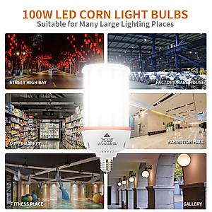 1000W Equivalent Led Corn light bulbs, 15000 Lumen LED Corn Bulb 100W 5000K Daylight White Lamp,E26/E39 Medium Mogul Base,2-Pack Large Area Lights For Outdoor Indoor Warehouse Garage High Bay Lighting