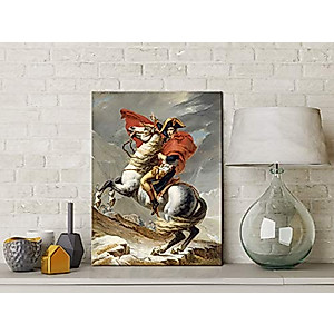 Wieco Art Napoleon Crossing The Alps of Jacques-Louis David Oil Paintings Reproduction Abstract HD Prints Wall Decor Classic Artwork for Home & Office Decoration