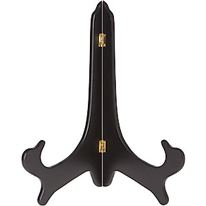 Bard's Hinged Black MDF Wood Plate Stand, 14" H x 11" W x 8" D (For 13" to 17" Plates)