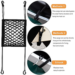 2 Pack Motorcycle Cargo Net, Motorcycle Bungee Cargo Net 10.3"X15.4" Helmet Net Small Luggage Rack High-Elastic Double Layer Bungee Net Thicken Net with Adjustable Metal Hooks for Motorcycle Bike ATV