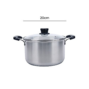 Subron Classic Stainless Steel Stockpot with Lid, Stainless Steel Pot with Lid, Silver (3.9 Quart)
