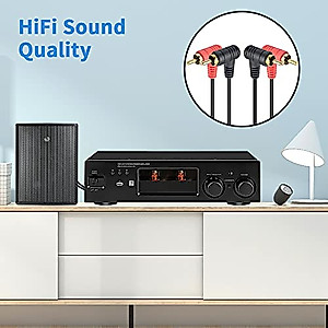 Duttek 90 Degree RCA Cable 3Ft/1M, Dual Right Angled Male to Male RCA Cable Gold Plated Port, RCA Audio Cable for Amplifiers, DVDs, CD Players, TV Sets 1 Pack