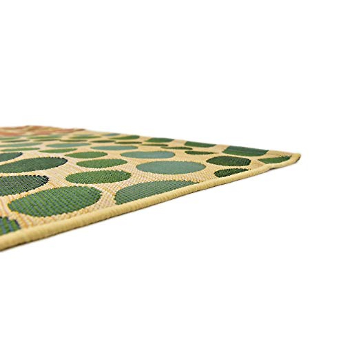 Unique Loom Modern Collection Geometric, Abstract, Circles, Colorful, Indoor and Outdoor Area Rug, 5 ft 3 in x 8 ft, Beige/Blue