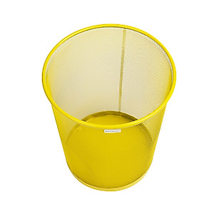 Mind Reader Mesh Trash Can, 16.65L (4.4 gal), Waste Paper Basket, Round, Office, Metal Mesh, 11.5" L x 11.5" W x 13.75" H, Yellow