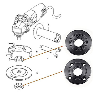 7pcs Grinder Flange Angle Wrench Spanner Metal Grinder Nuts Lock Nut for Compatible with Dewalt Milwaukee Makita 193465-4 Bosch Black & Decker Ryobi 4.5" 5" 5/8-11