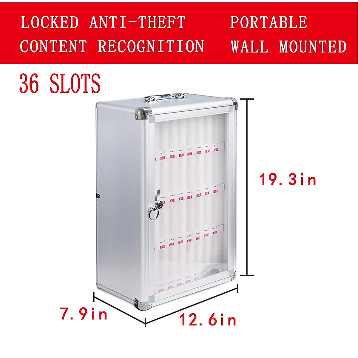 AiMaKoDo Phone Lock Box, Cell Phone Cabinet,36 Slot Aluminum Alloy Pocket Mobile Phone Safe Storage Cabinet, with Lock, Wall Mounted, Portable for Classroom, Office, Gym (36 Slot)
