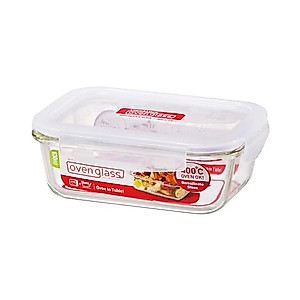 LOCK & LOCK Purely Better Glass Food Storage Container with Lid, 21 Ounce, Clear
