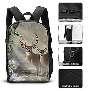Real Tree Camouflage Deer 17 Inches Unisex Laptop Backpack Lightweight Shoulder Bag Travel Daypack