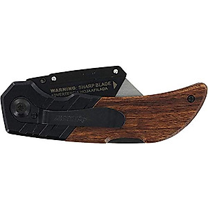 Husky 97211 Wood Handled Folding Sure-Grip Lock Back Utility Knife w/ 1 Disposable Blade Included