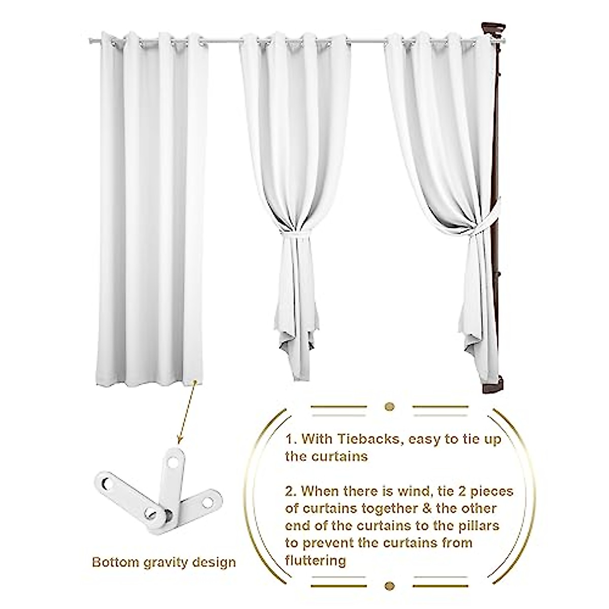 HERBED Outdoor Curtains for Patio 1 Panel Cartoon Whale Under The Sea and Clouds Waterproof Privacy Outside Curtain Sun Blocking Grommet Blackout Drapes for Porch Gazebo Pergolas Balcony 52x84 Inch