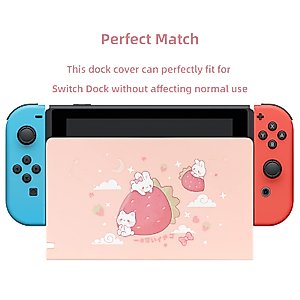 GeekShare Anti Scratch Switch Dock Cover- Hard Faceplate Sleeve Pad for Switch Dock- DIY Replacement Shell Compatible with Nintendo Switch Dock(Strawberry Rabbit)