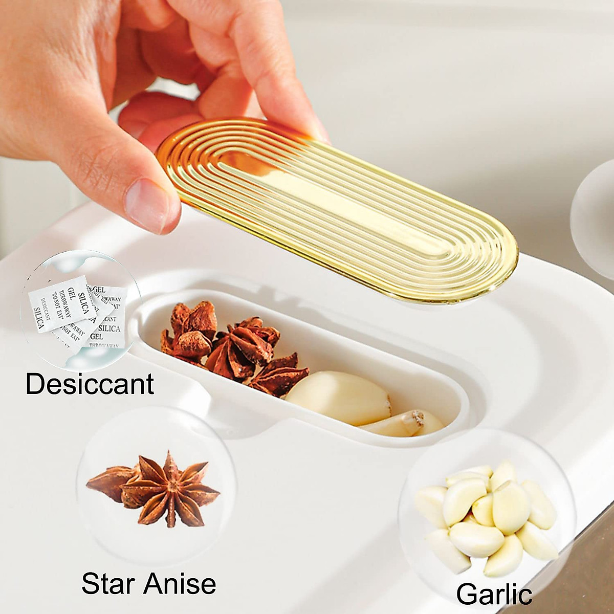 Sooyee 11Lbs Rice Dispenser, Large Grain Container Storage with Lid Measuring Cylinder Moisture Proof Household Cereal Dispenser Bucket for Kitchen Soybean Corn,Clear and White