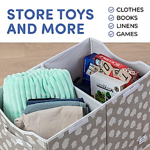 Toy Chest for Kids - Large Storage Chests with Detachable Organizer and Flip-Top Lid for Boys or Girls Nursery or Playroom Toys - Gray