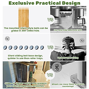 Appliances Slider Mat for Countertop & Under Cabinet,100% Bamboo Sliding Tray for Coffee Pot/Coffeemaker/Ice Maker/Air Fryer/Kitchen Aid Mixer etc,Simple Functional & 360° Easy Moving 7.5” X 14.5”in