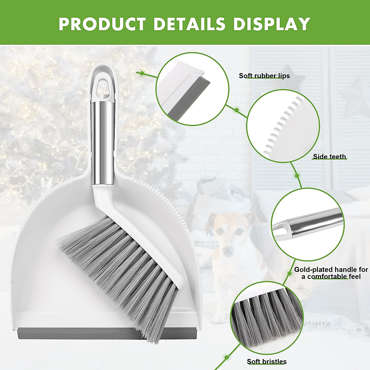 Zehrai Small Broom and Dustpan Set, Dustpan and Brush Set, Small Brush and Dustpan Set, Hand Broom and Dustpan Set, Mini Handheld Dustpan with Home, Desktop, Kitchen, pet