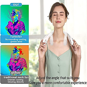 WWMMJA Portable Neck Fan,Hands Free Bladeless Fan, 360° Cooling Personal Wearable Fan 3 Speeds 4000mAh Rechargeable Battery Operated, No Hair Twisting, Headphone Design Neck Fan for Women Men (White)